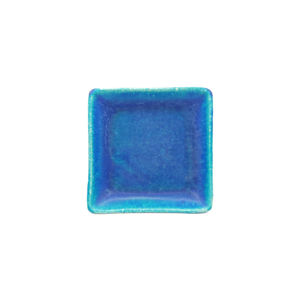 Rurikaku | Turquoise Square Plate 5.1" (130 mm) | Tsukushi