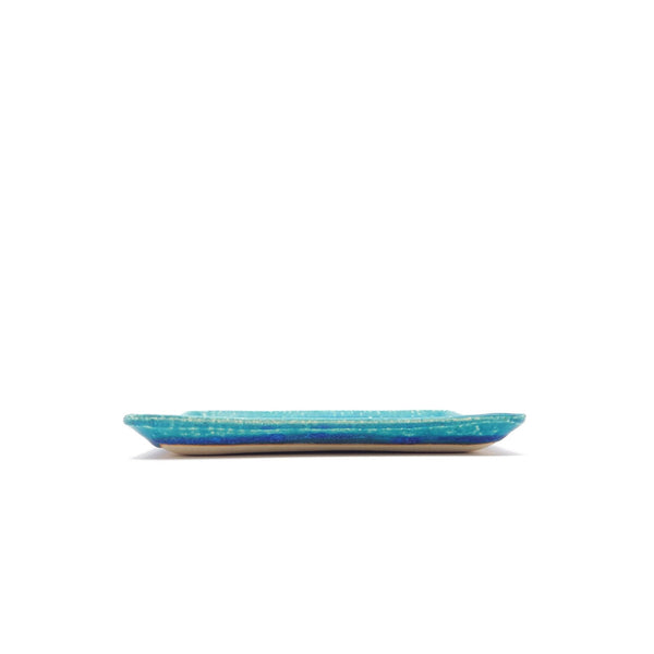 Rurikaku | Turquoise Square Plate 8.5" (215 mm) | Tsukushi