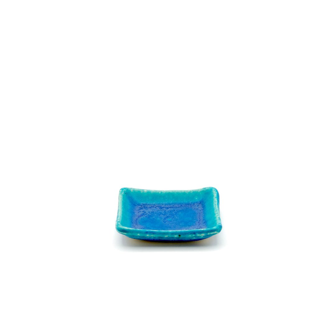 Rurikaku | Turquoise Square Plate 2.9" (75 mm) | Tsukushi