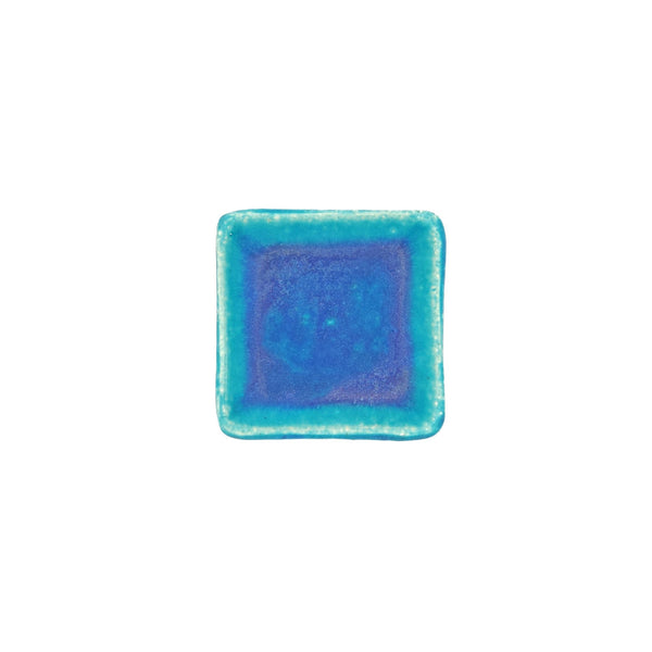 Rurikaku | Turquoise Square Plate 2.9" (75 mm) | Tsukushi
